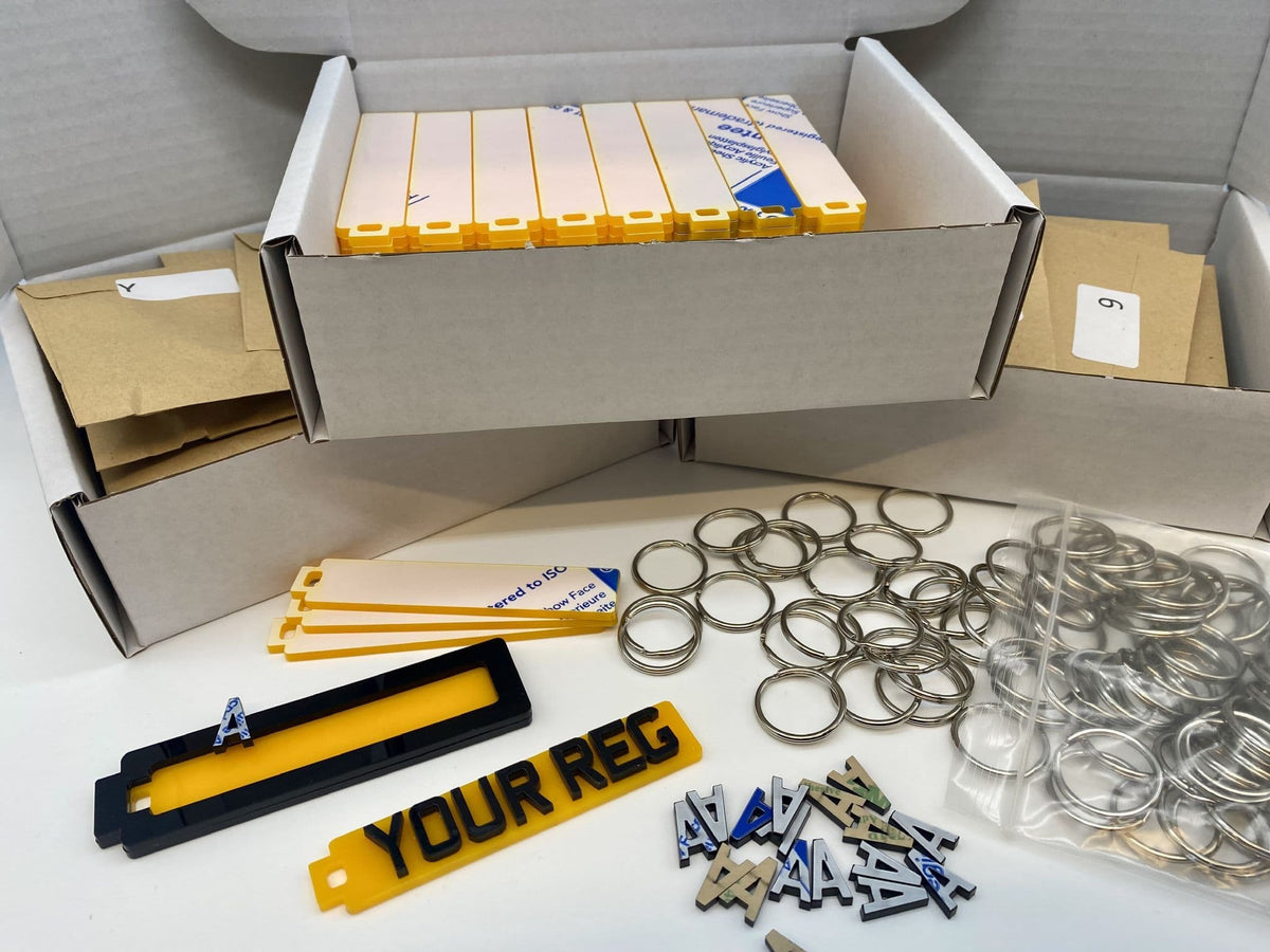 4D Laser Cut Car Number Plate Keyring Set – Asscher Design Ltd