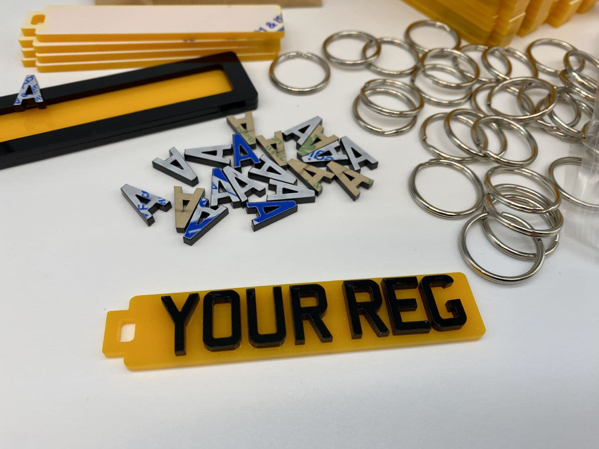 4D Laser Cut Car Number Plate Keyring Set – Asscher Design Ltd